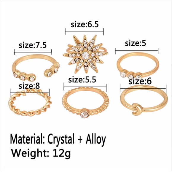 Laguna Girls | Jewelry | Starfire Goldtone Celestial Midi Ring Set ...